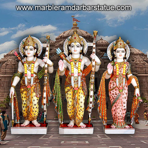 Marble Ram Darbar Statue - Marble god and goddesses murti, India